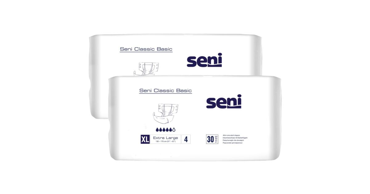 Seni Classic Basic Extra Large 4 Pieluchy dla dorosłych 130-170cm (2x30szt) | Pepita.com