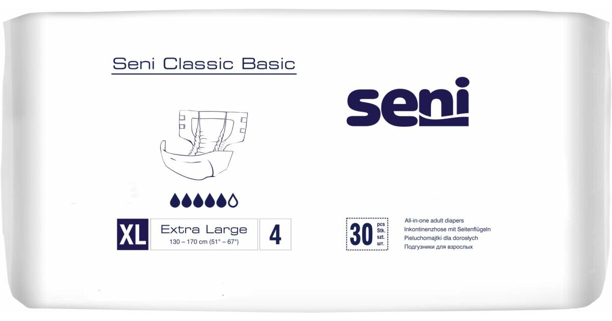 Seni Classic Basic Extra Large 4 Felnőtt pelenka 130-170cm (4x30db ...