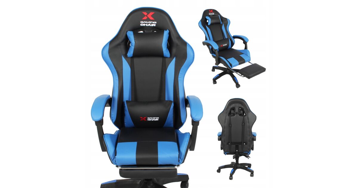 Xgaming Gamer szék lábtartóval és párnákkal #fekete-kék | Pepita.hu