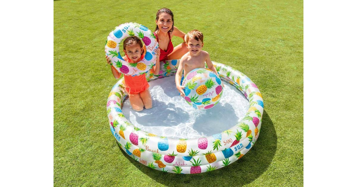 Készlet: felfújható medence 132 x 28 cm + labda és kerék intex 59469 ...