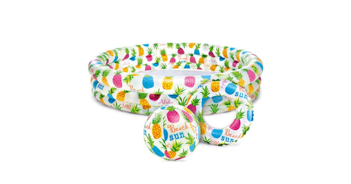 Készlet: felfújható medence 132 x 28 cm + labda és kerék intex 59469 ...