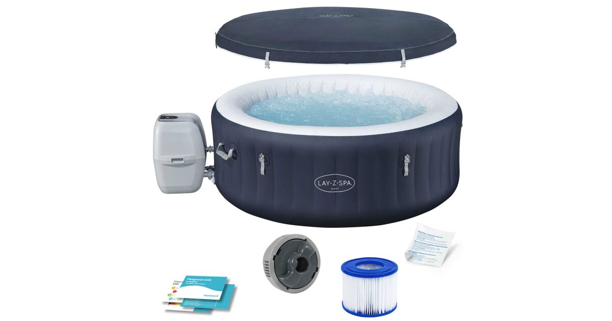Lay-z miami blue 4 person inflatable spa bestway 6001c | Pepita.com