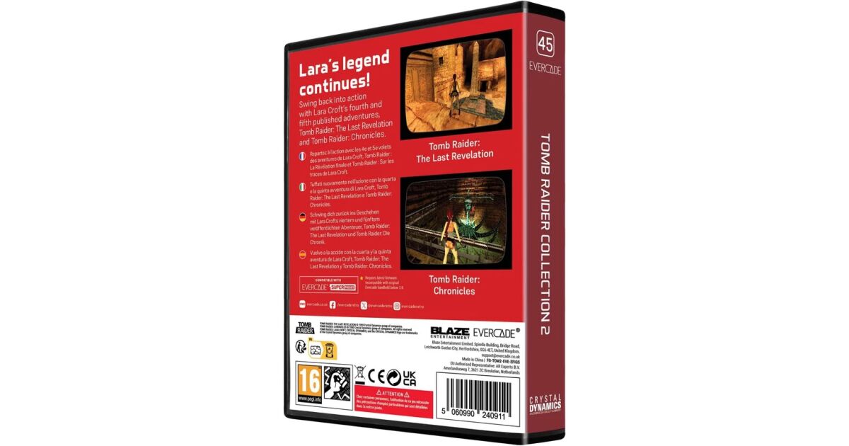 Evercade #45, Tomb Raider Collection 2, 2in1, Retro, Giga Card, Multi ...