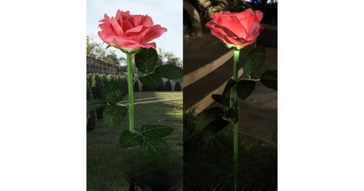 Lampa Solara LED tip Trandafir cu o floare pentru Gradina, Inaltime 75 ...