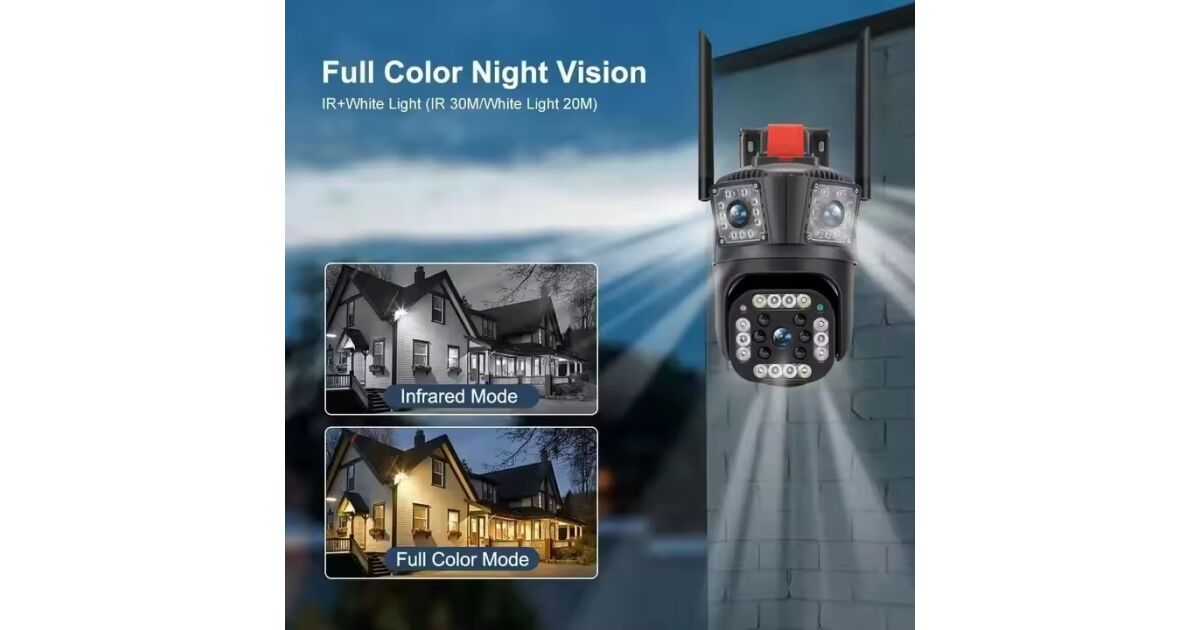 Potrójna kamera do monitoringu, V380, Wi-Fi, 6 MP, 6 MP, Full HD ...