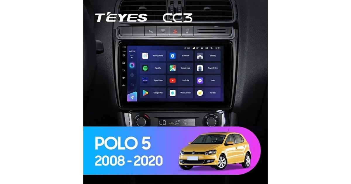 Navigatie Auto Teyes CC3 2K Volkswagen Polo 5 2008-2020 4+32GB 9.5 QLED ...