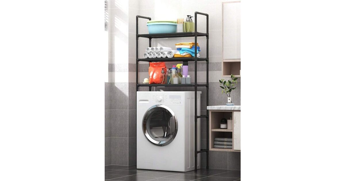 Macvi® moduláris polc 3 póznával a mosógép fölé, 72x25x155 cm ...