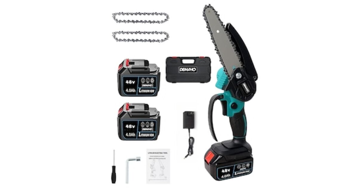 Macvi® 6 hüvelykes elektromos láncfűrész, 21 V, egykezes működtetés, 1 ...