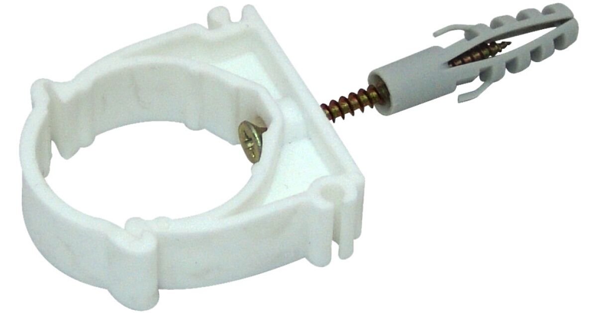 Clema Plastic cu Capac Fixare Tevi cu Diblu si Holzsurub 20 mm | Pepita.com