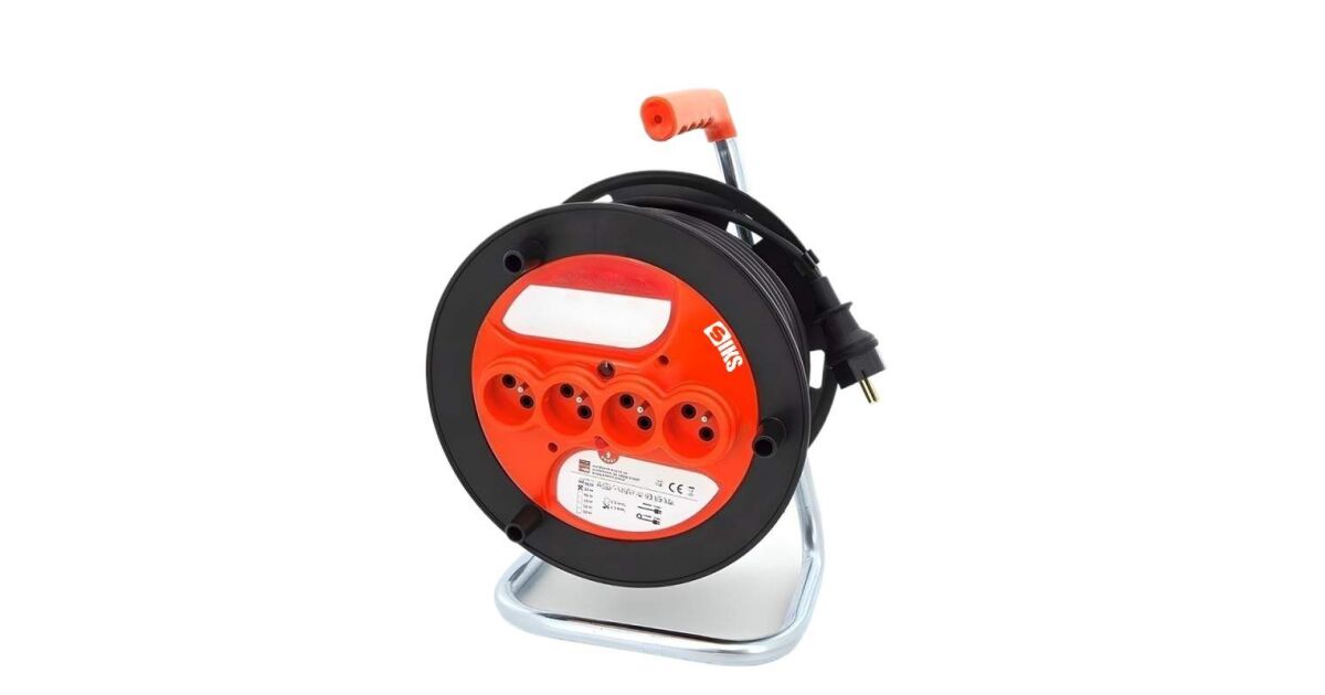 Prelungitor Cu Tambur SIKS Cu 4 Prize, Rola Cablu 50 De Metri, 3 x 2 ...