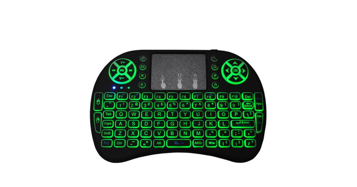 Tastatura cu touchpad Wireless 2.4G Mini 7 culori rainbow Iluminare RGB ...