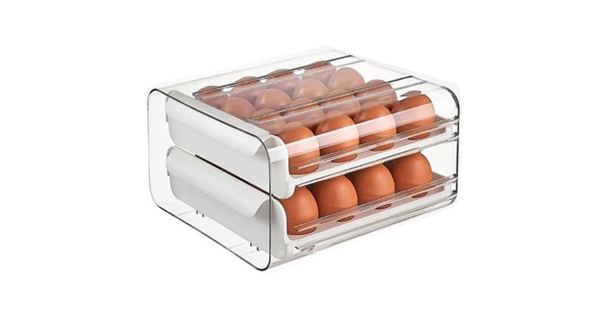 Suport pentru Oua, Flippy, Strat Dublu, Capacitate 32 de Oua, 23.5x21.5 ...