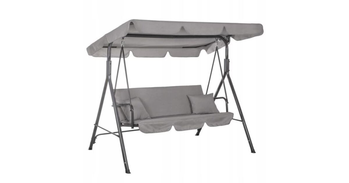 Balansoar gradina, 3 locuri, gri deschis, 170x110x150 cm, Luna | Pepita.com