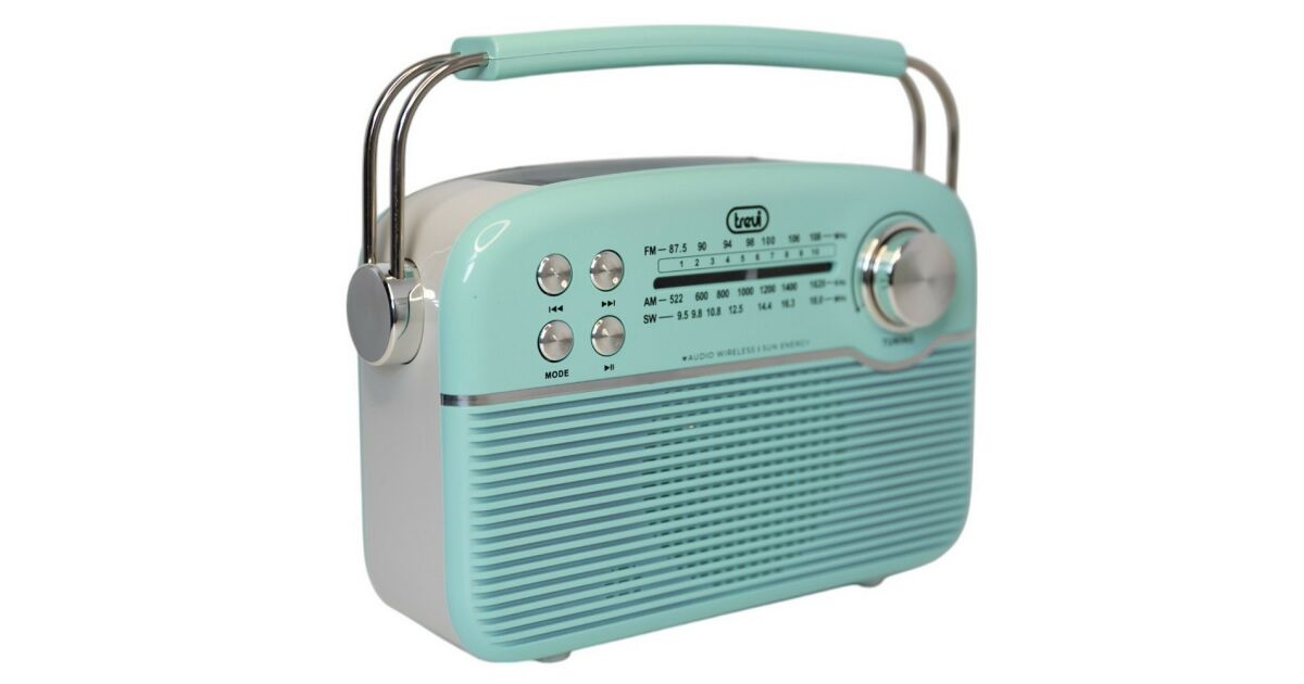Trevi RA 7F50 BT Hordozható vintage napelemes rádió, Bluetooth-tal, USB és SD kártya bemenettel ...