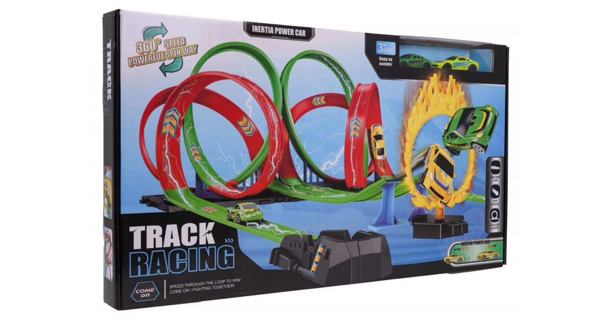 Dupla versenypálya FIRE TRACK indítóval, 2 jármű, 94x47x20cm | Pepita.hu