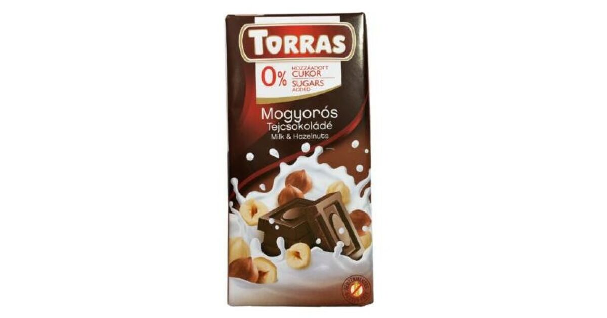 Torras Mogyorós tejcsokoládé hozzáadott cukor nélkül 75 g | Pepita.hu