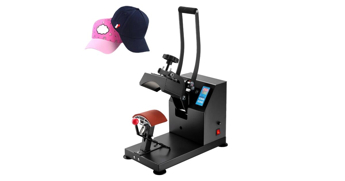 Vevor Hat Heat Press, 5,5 x 3,5 hüvelykes táblán, digitális időzítő és ...