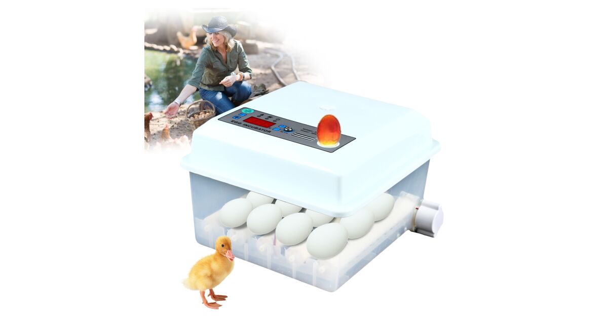 Egg Incubator, 16 Egg Capacity, Adjustable Egg-Turn Cycle, Built-in Fan ...