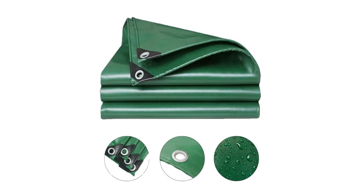PVC Tarpaulin, vízálló 400G/m², több méretben kapható, zöld-B, 4x5 ...