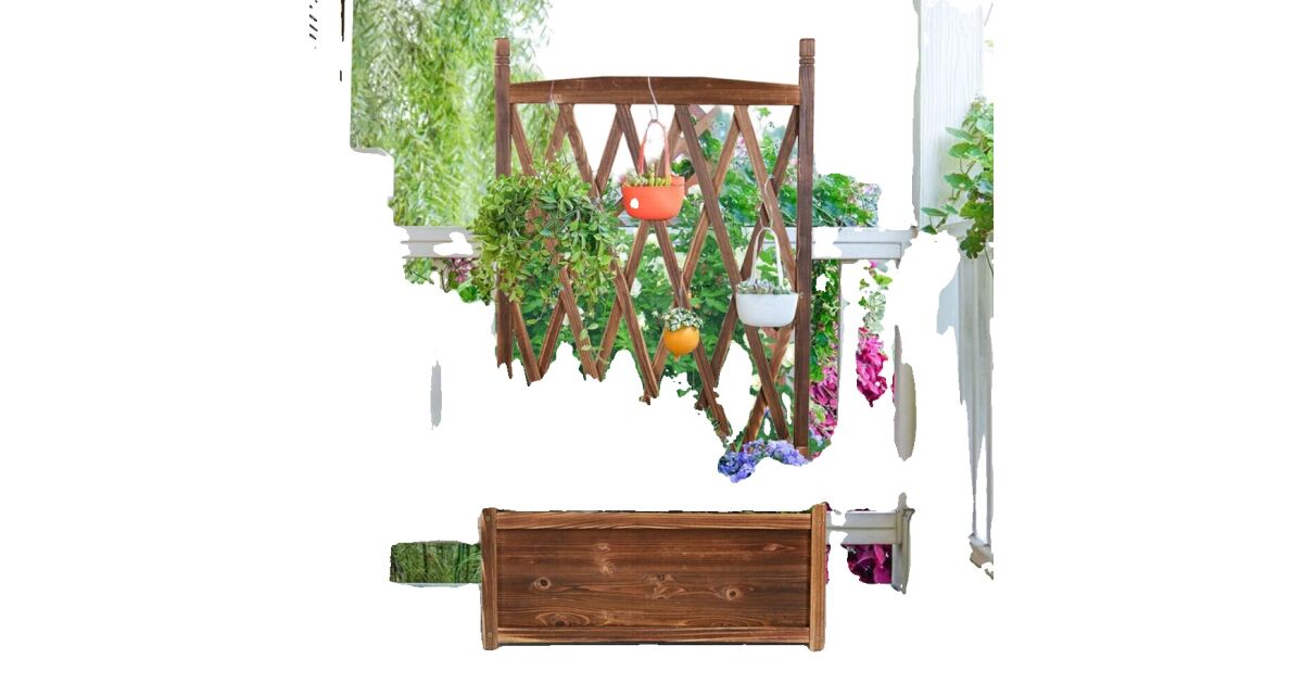 Emelt kerti ágy, erős fenyőfa szerkezet, beépített rácsos kialakítás ...