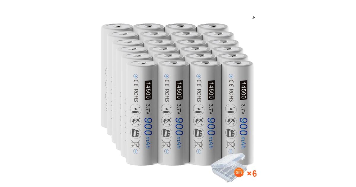 14500 Li-ion újratölthető akkumulátorok, 3,7 V 900mAh, AA méret, 24dbs ...