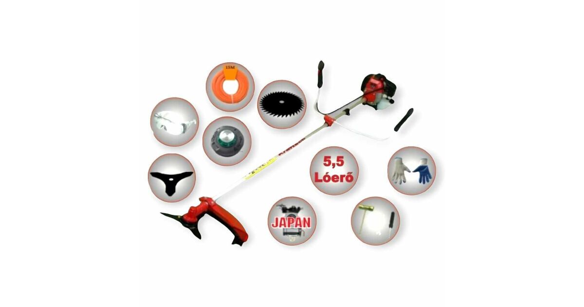 Motocoasă pe benzină KrafTech RQ580 – 5,5 CP, 65 cm³, 3 în 1: cap cu ...