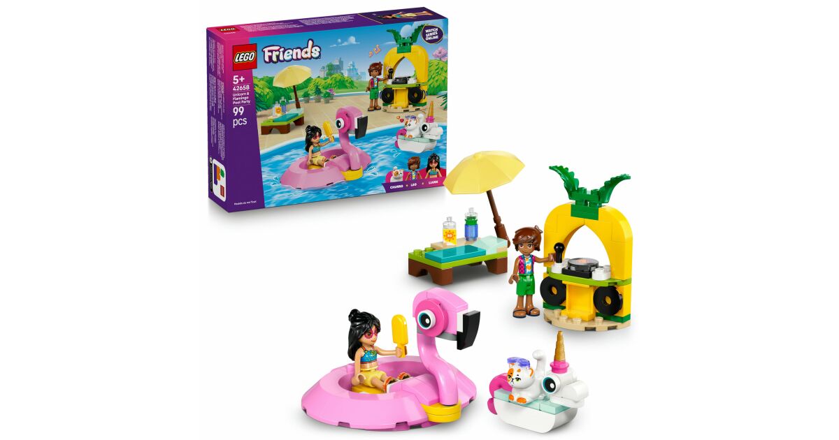 LEGO® Friends Pool Party with Flamingo and Unicorn 42658 | Pepita.com