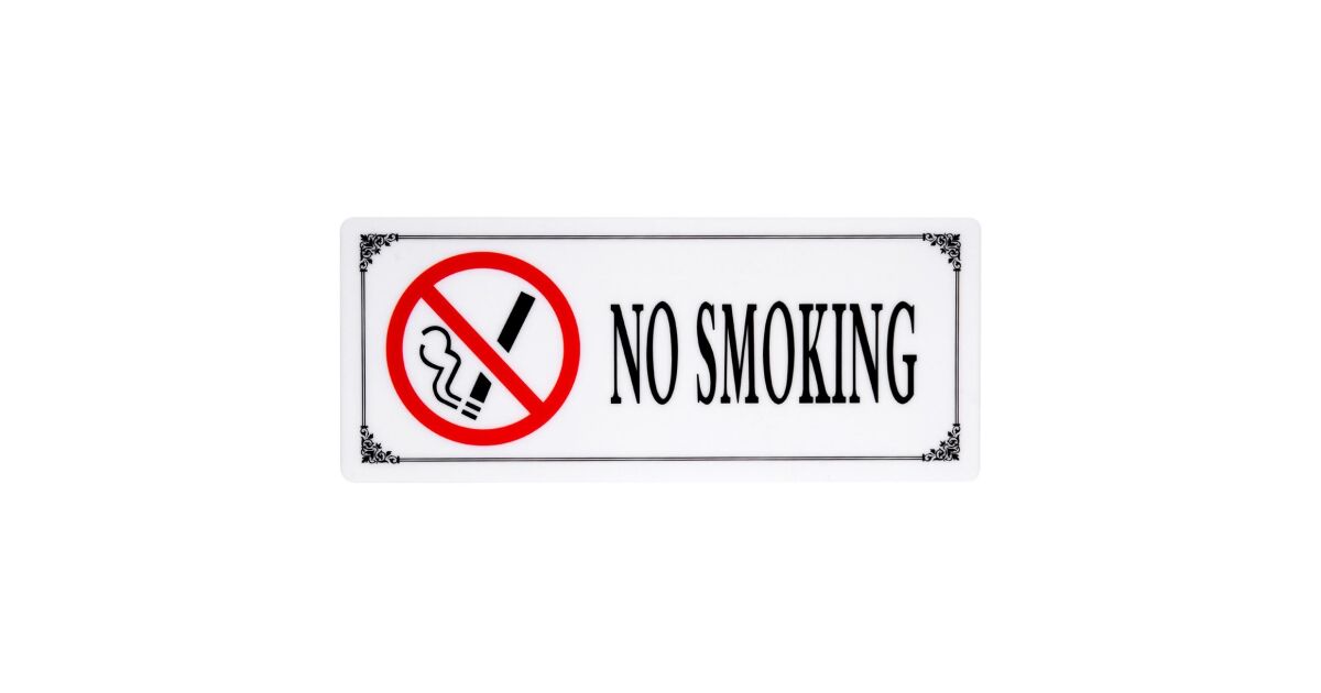 Indicator Autocolant, No Smoking, PVC, 29x12cm, Alb | Pepita.com