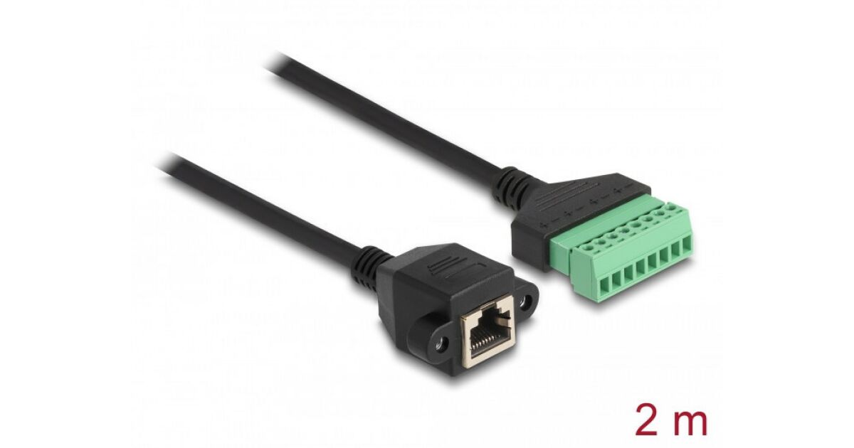 Delock RJ45 kábel Cat.6 anya - Terminal Block Adapter beépíthető, 2 m ...
