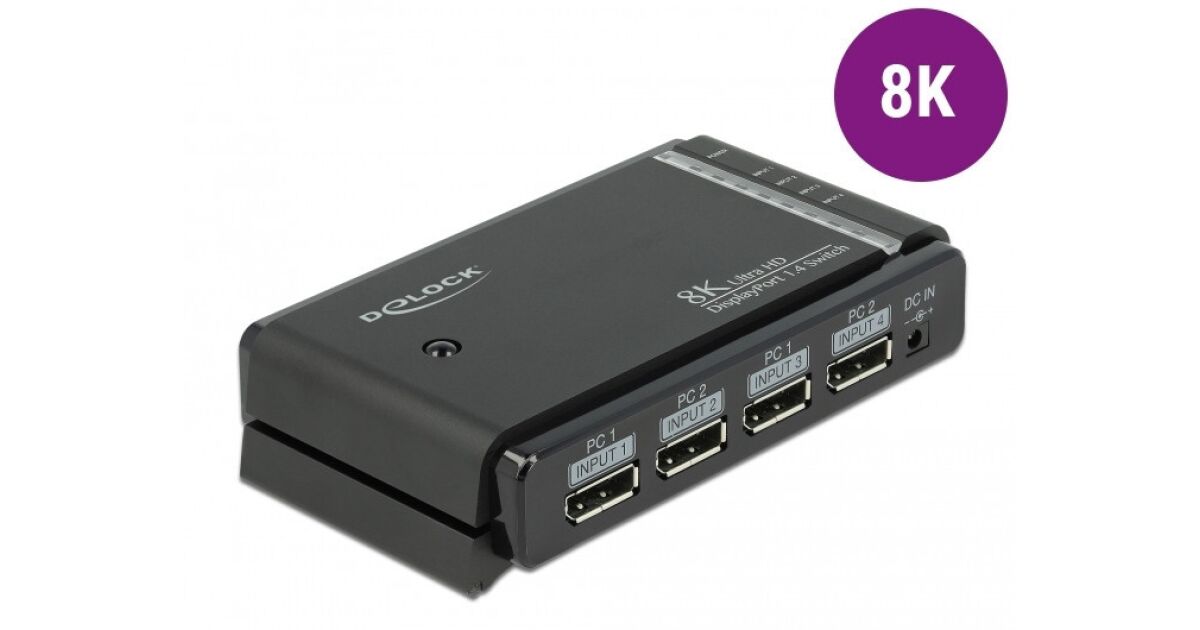 Delock DisplayPort 1.4 kapcsoló 2 x 2 DisplayPort bemenet - 1 x 2 ...