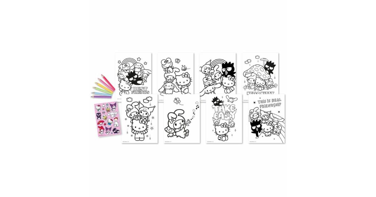 Set de colorat și autocolante Hello Kitty și prietenii | Pepita.com