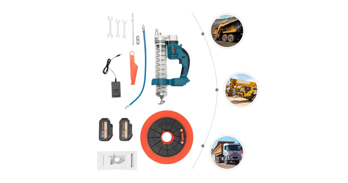 21V Battery Powered Grease Gun, High Pressure 6000 psi, Long-Lasting ...