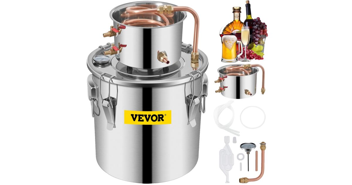Water Alcohol Distiller, 3 Gal Capacity, Copper Coil, Compact Design ...
