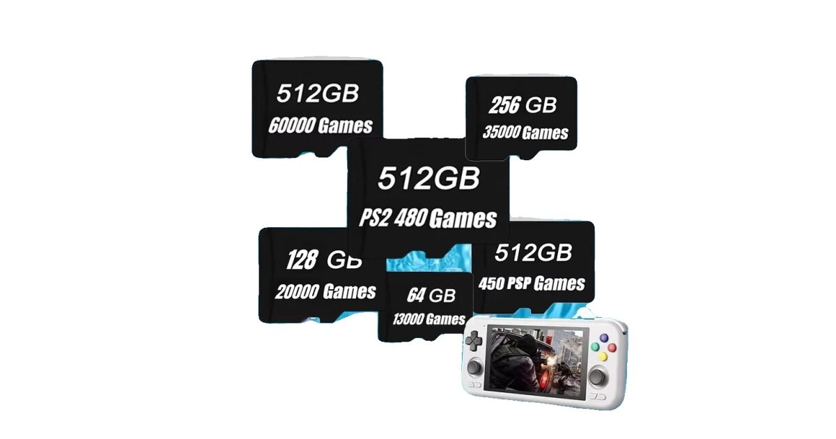TF kártya a Retroid Pocket 4 Pro, 512 GB -os tároló, 480 PS2 játékokhoz, 512G 480 PS2 játékok ...