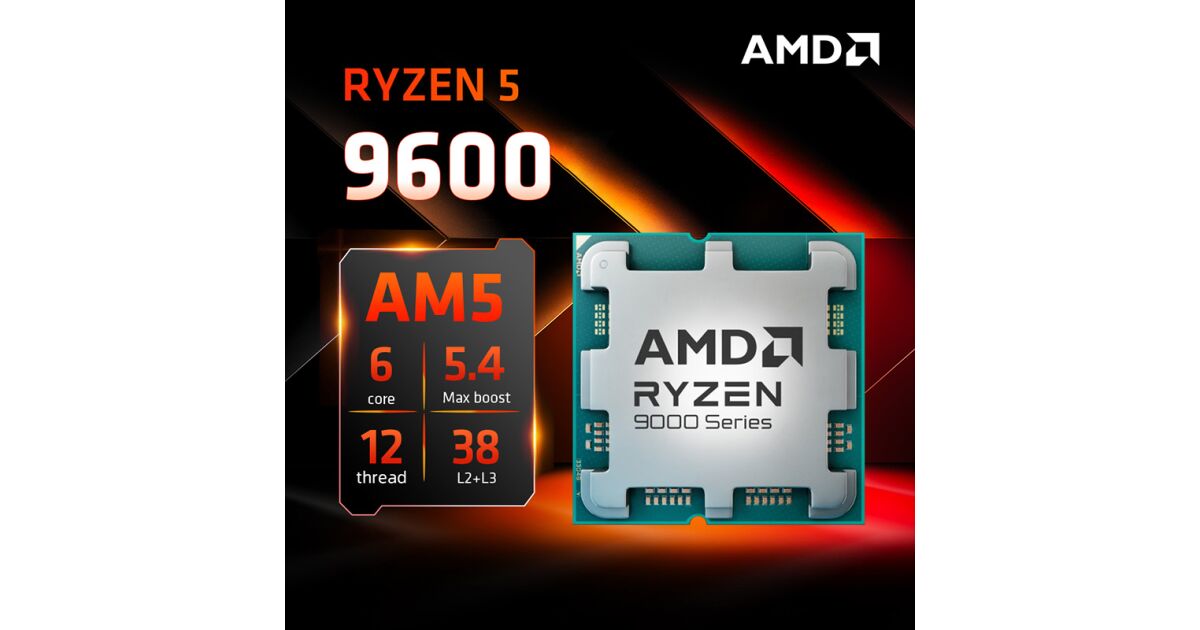 AMD Ryzen 5 9600 CPU, 6 mag, 12 szál, 5,4 GHz Max Boost, | Pepita.hu