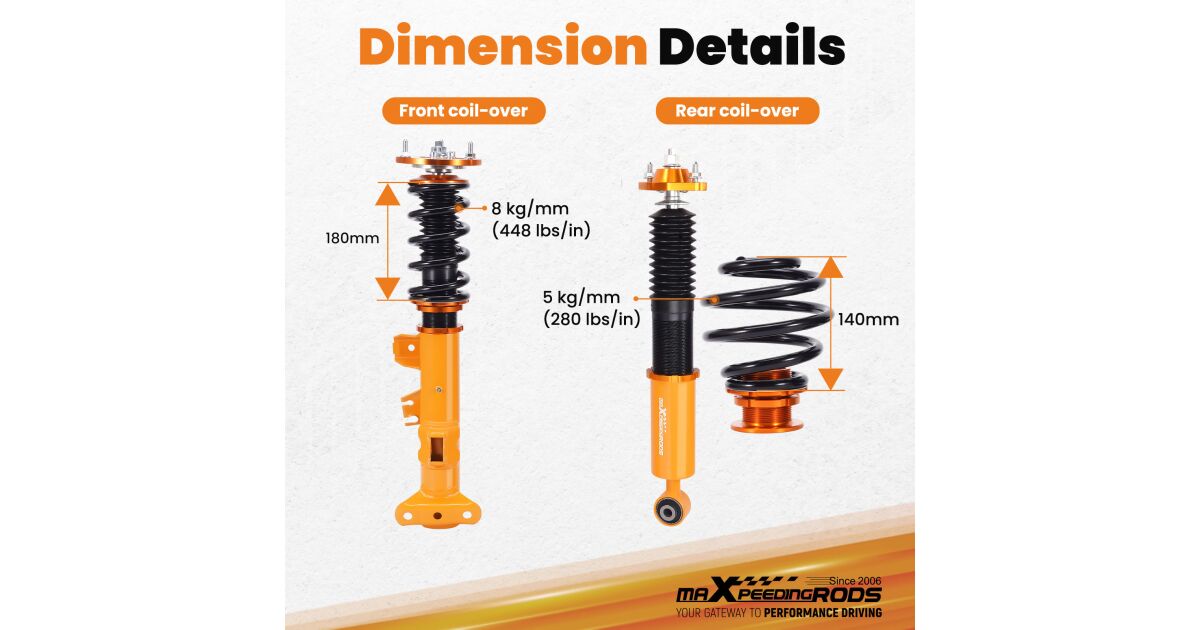 Coilover Shock Absorbers, Adjustable Ride Height, High Performance ...