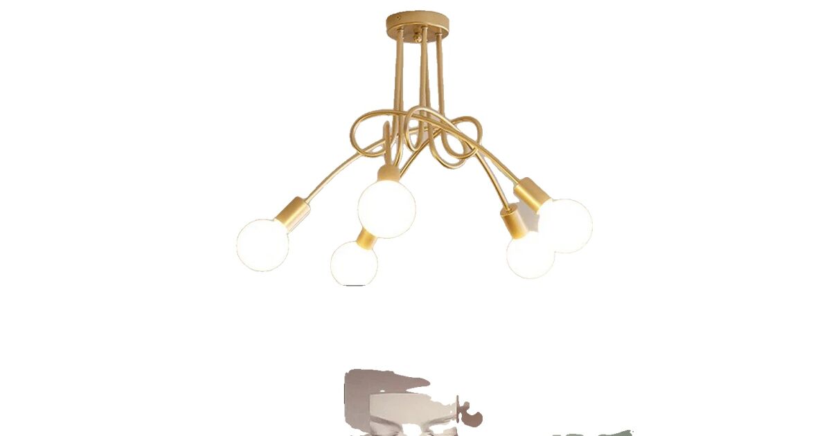 Retro csillár, vas anyag, 5 fej kialakítása, több színválaszték, Arany ...