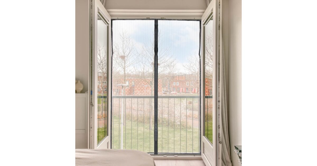 Magnetic mosquito net for door, black, 110×210 cm, with self-adhesive ...