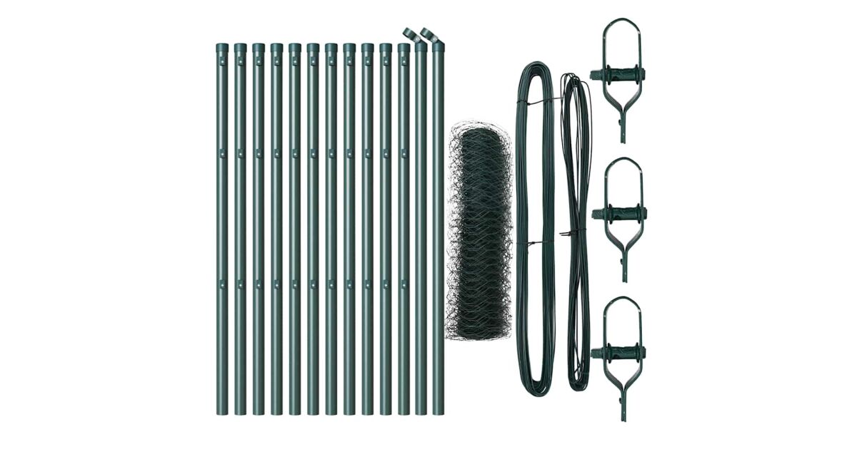 vidaXL Îngrădire cu stâlpi Verde 0.5 x 25 m otel acoperit cu PVC ...
