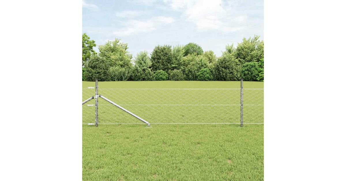 vidaXL Stâlp de gard. Argintiu 100 x 0,8 m (plasă 50 mm) Oțel | Pepita.com