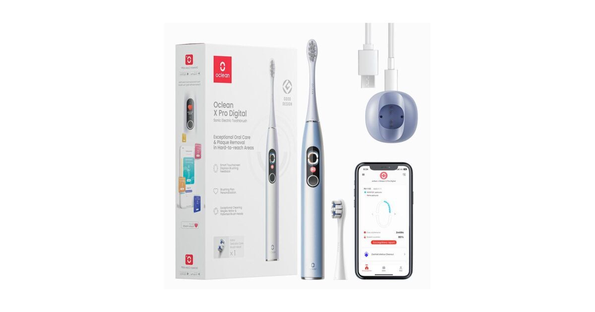 Oclean X Pro Digital Set Elektromos Szónikus Fogkefe + pótfej - Fehér | Pepita.hu