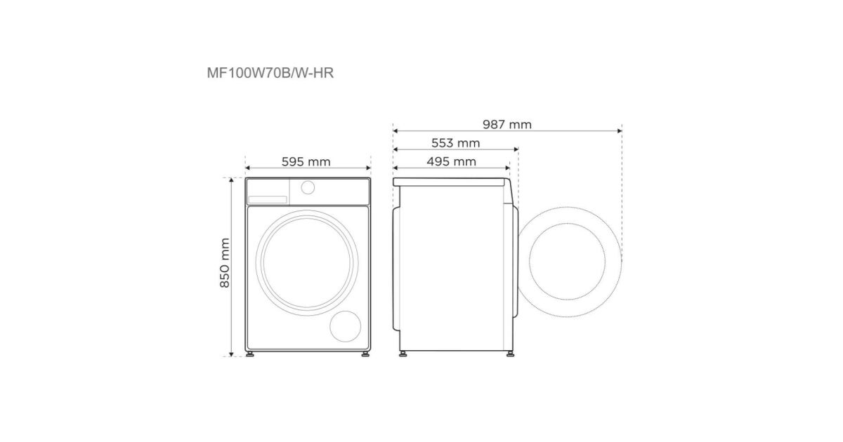 Midea MF100W70B/W-HR Front-Loading Washing Machine, 7 Kg, 1400 rpm 5 ...