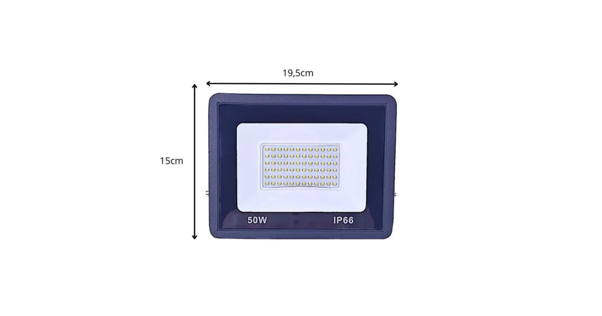 LED reflektor 50 W, 6000 K hideg fehér fény, IP66, fekete, kültéri ...