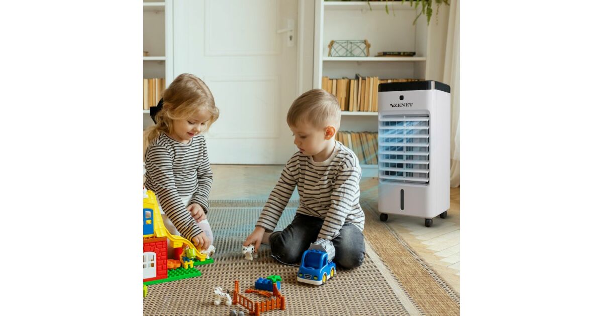 Ventilator cu racitor si purificator de aer mobil ZENET ZET-483.1 Mini ...
