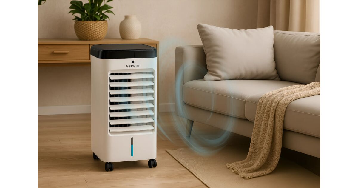 Ventilator cu racitor si purificator de aer mobil ZENET ZET-483.1 Mini ...