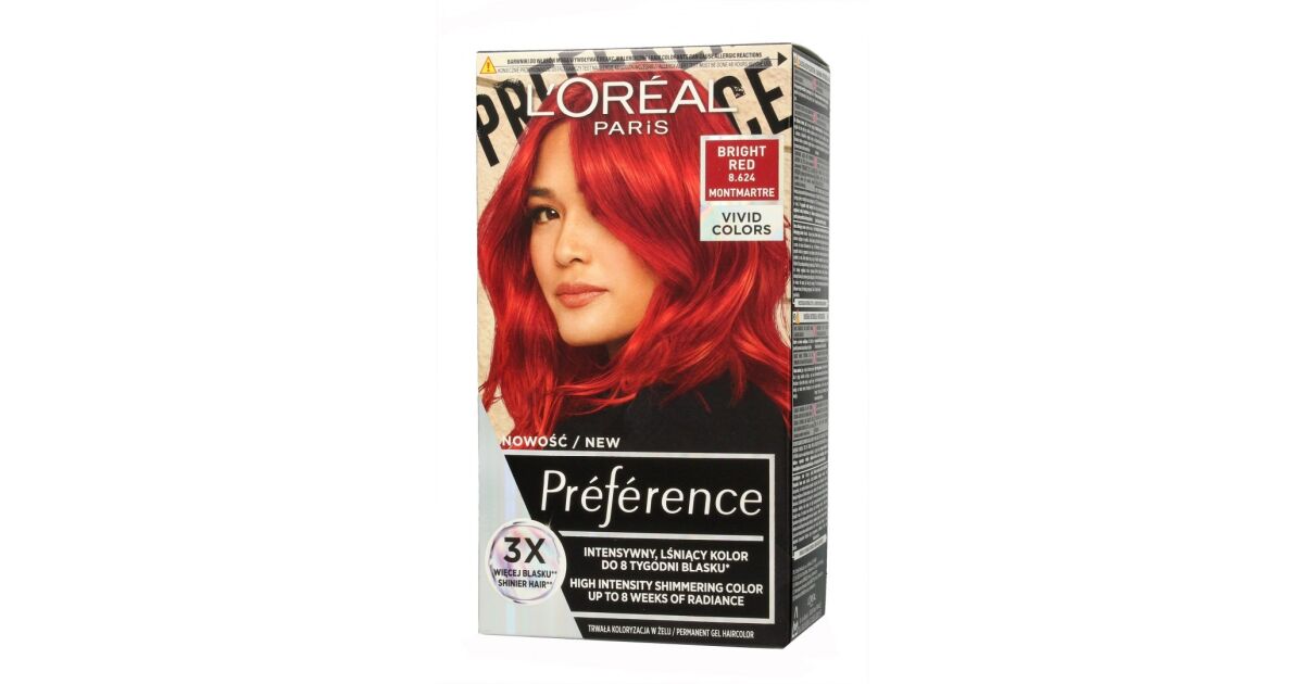 L'Oreal Paris Preference Vivid Colors hajfesték, 8.624 Bright Red ...