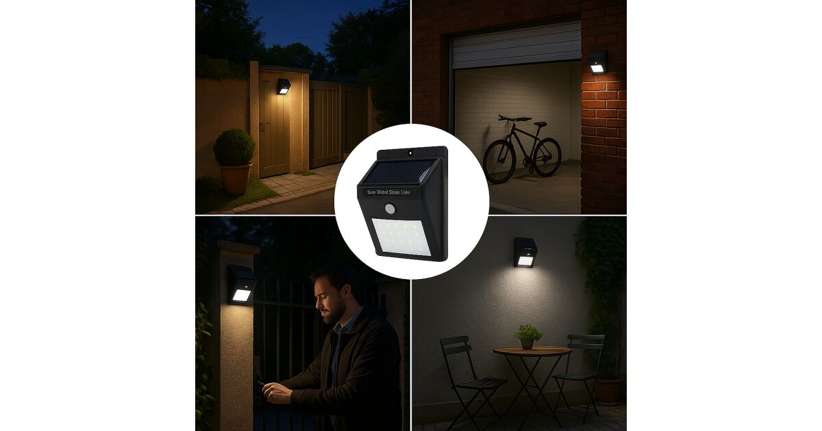 Lampa Solara Exterior cu 30 LED-uri, 3 Moduri Iluminare, Senzor Miscare ...