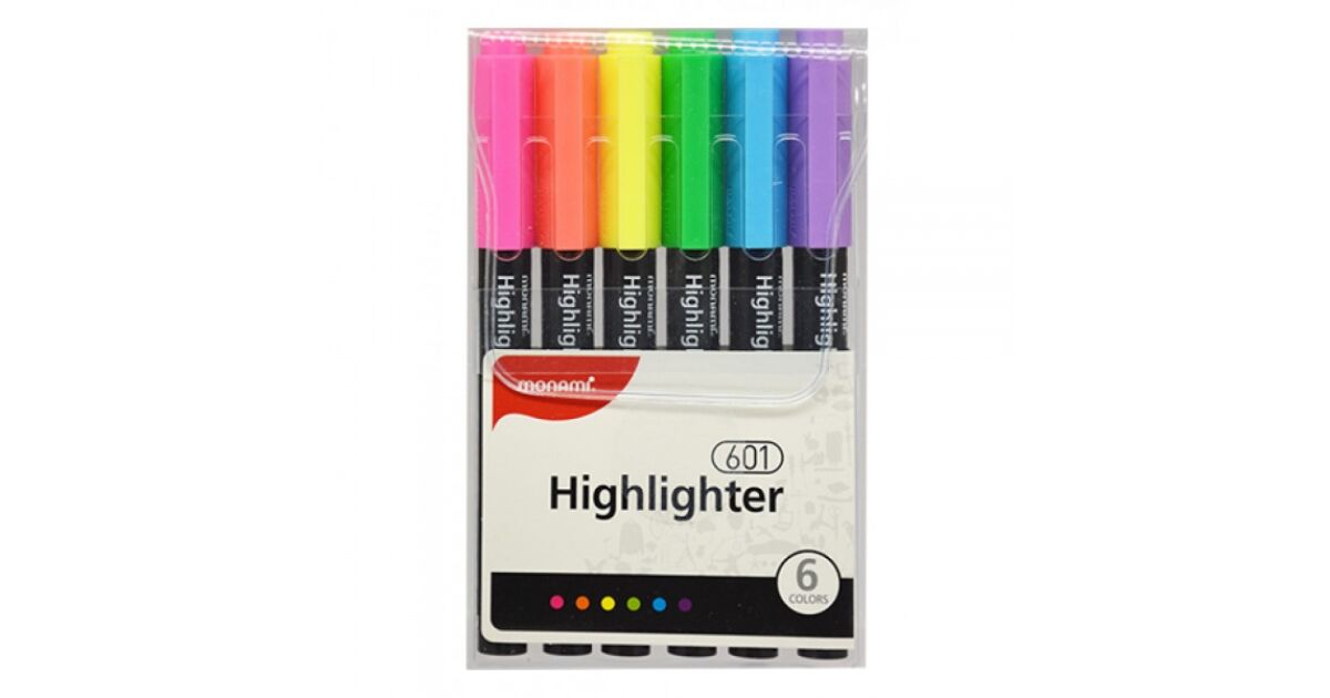 Monami 601 highlighter készlet, ferde hegyű, 6db | Pepita.hu