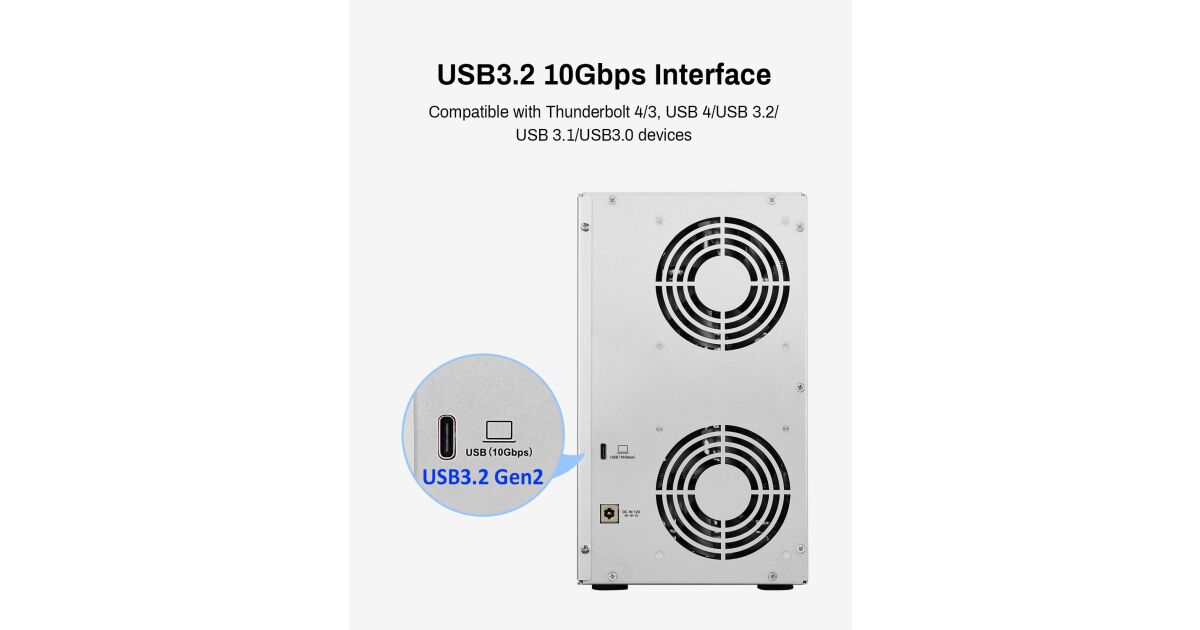 External Hard Drive Enclosure, USB 32 Gen2 10Gbps Type-C, Hot Swappable ...