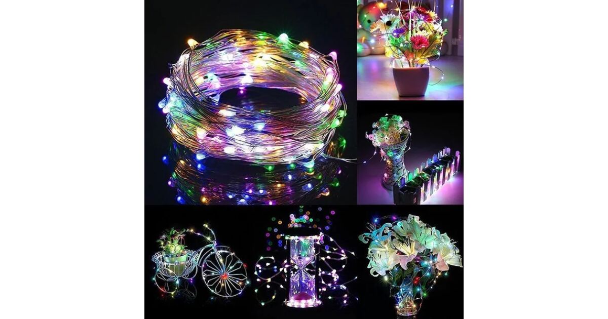 Multiszínű mikro LED fényfüzér 20 LED, 1,9 m, elemes | Pepita.hu